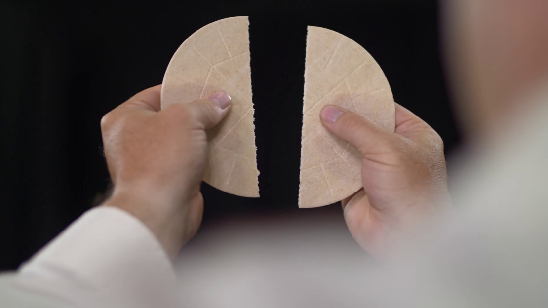 What does the Priest say during the Breaking of the Bread? - Behold